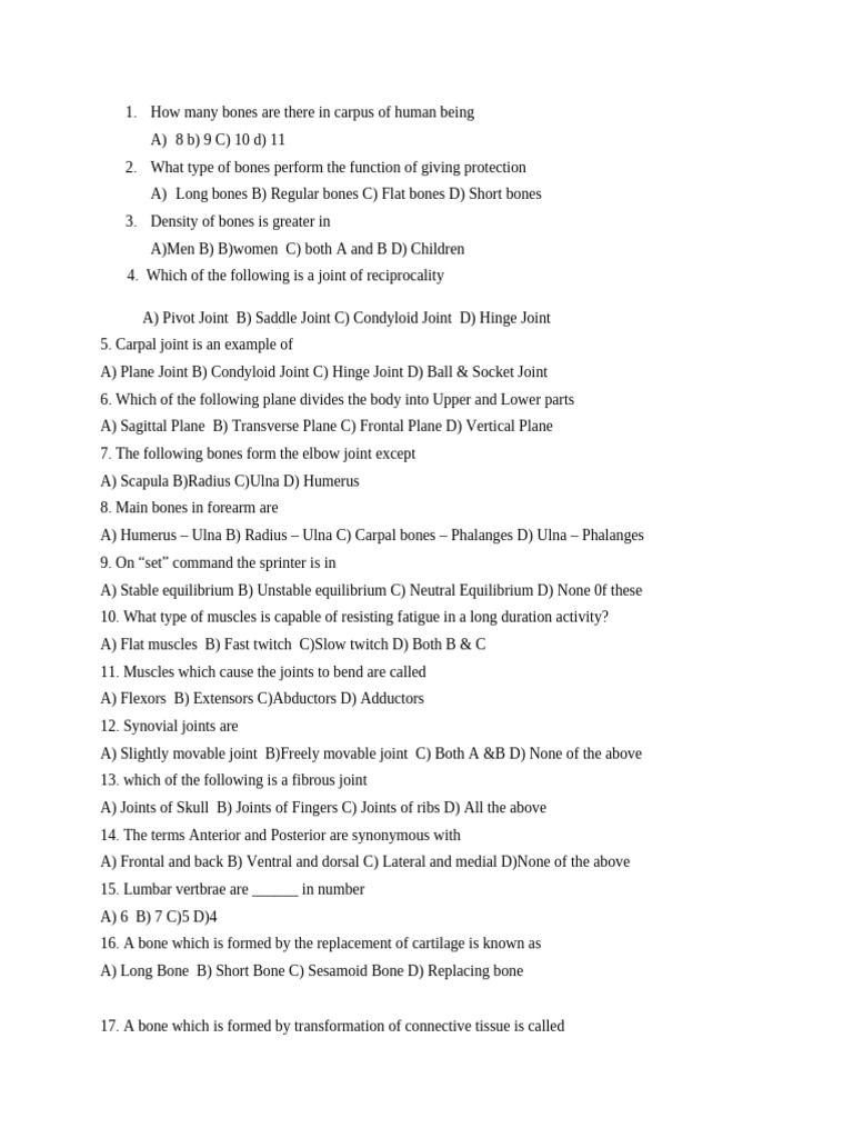 MCQ 2 | PDF | Skeletal System | Musculoskeletal System