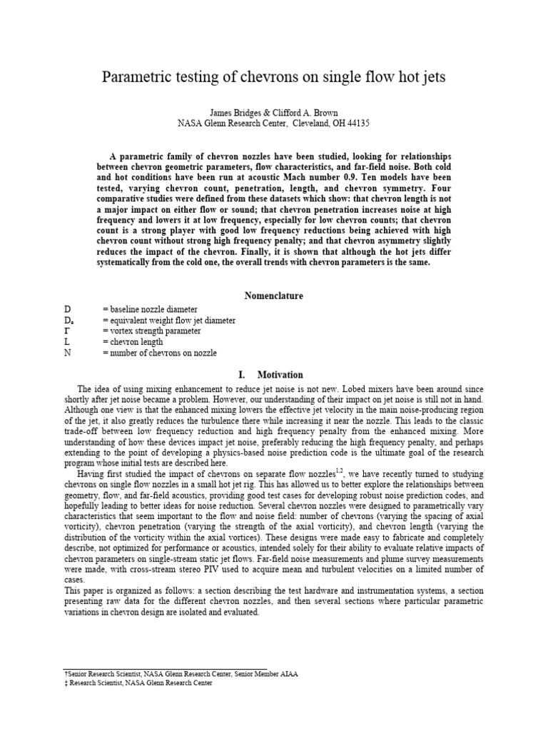 Parametric Testing of Chevrons On Single Flow Hot Jets | PDF | Vortices ...