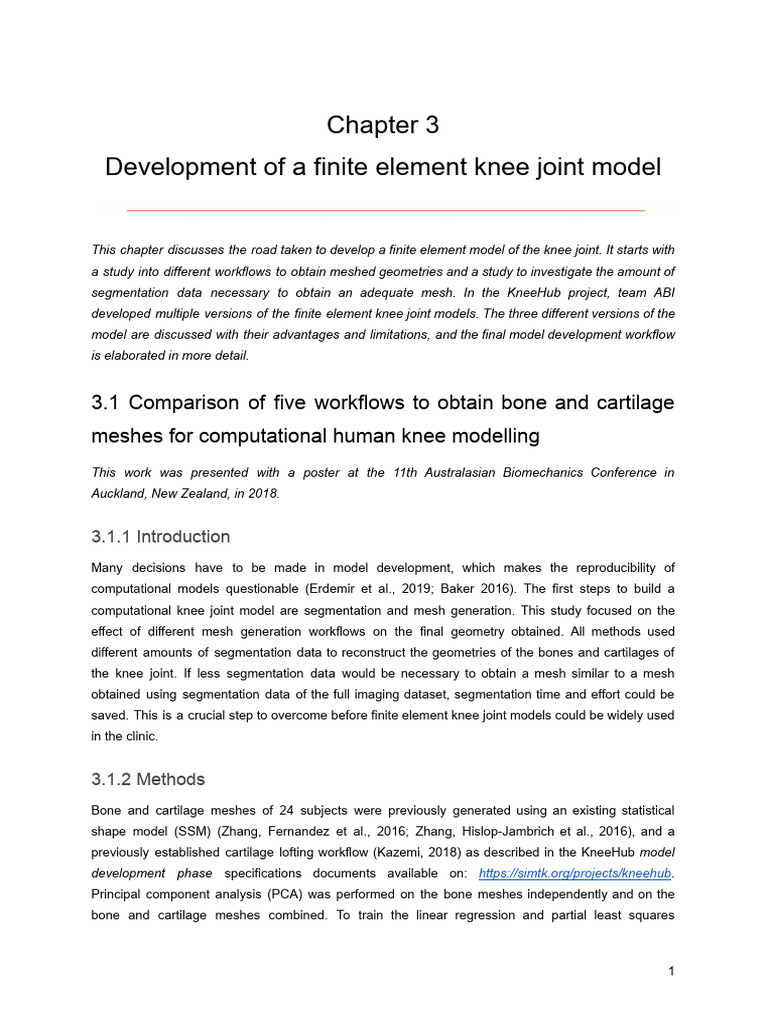 Chapter 3 - Development of A Finite Element Knee Joint Model | PDF ...