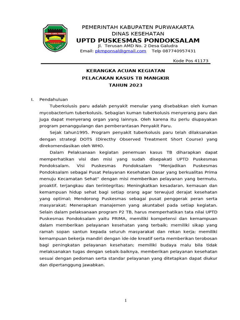 Pelacakan Kasus TB Mangkir 2023 | PDF