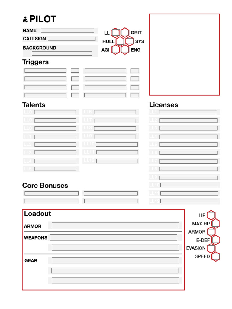 Lancer RPG Character Sheet Template | PDF