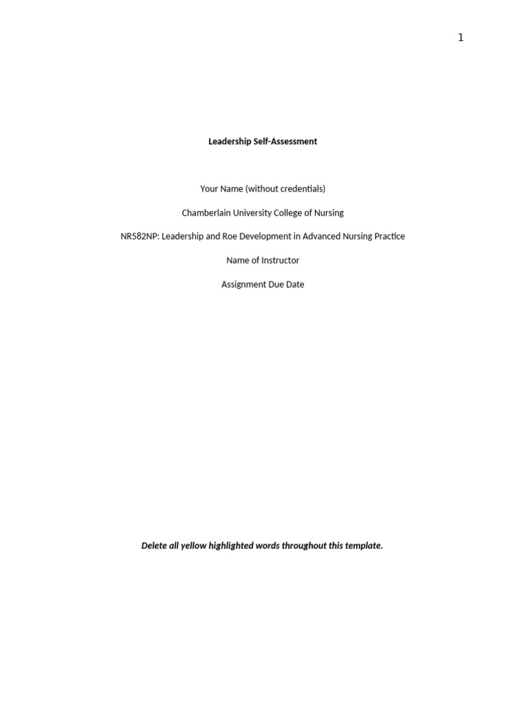 Leadership Self-Assessment for Nurses | PDF