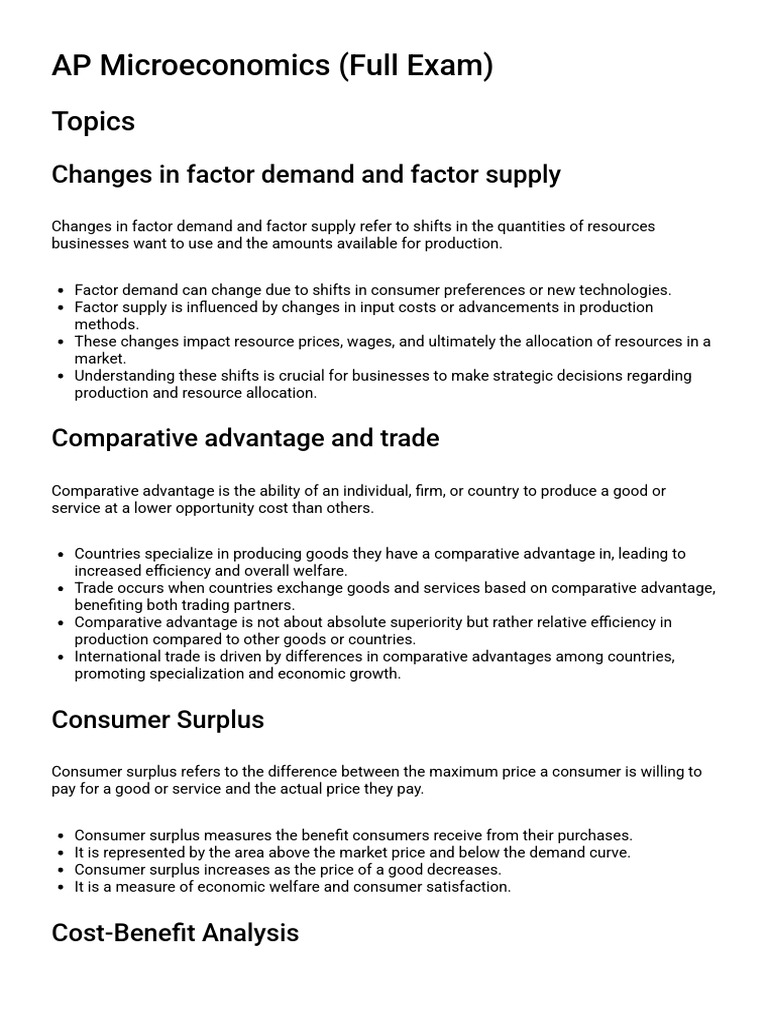 AP Microeconomics Exam Overview | PDF | Economic Equilibrium | Demand