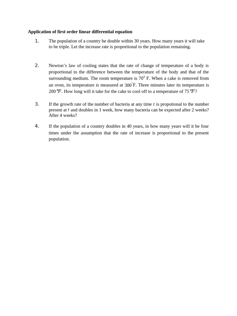 Application of 1st Order ODE | PDF