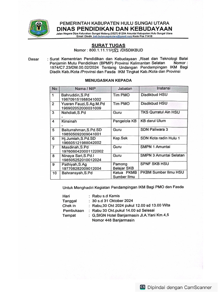 Surat Tugas Pendampingan Ikm | PDF