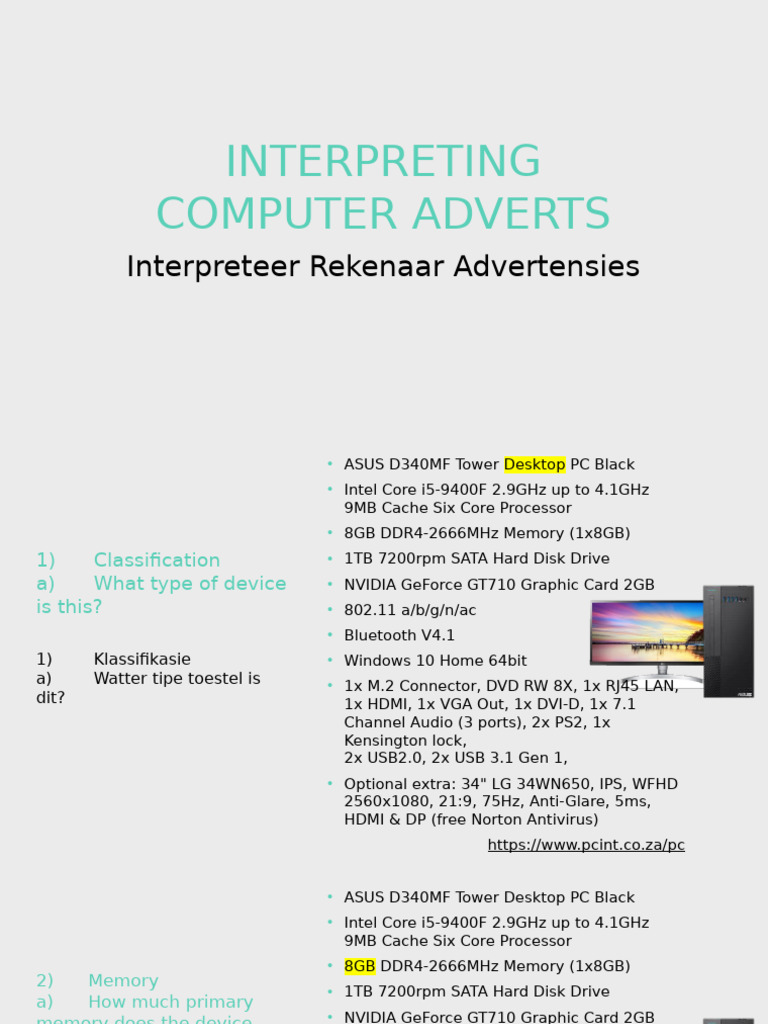 Interpreting Computer Adverts | PDF | Hdmi | Usb