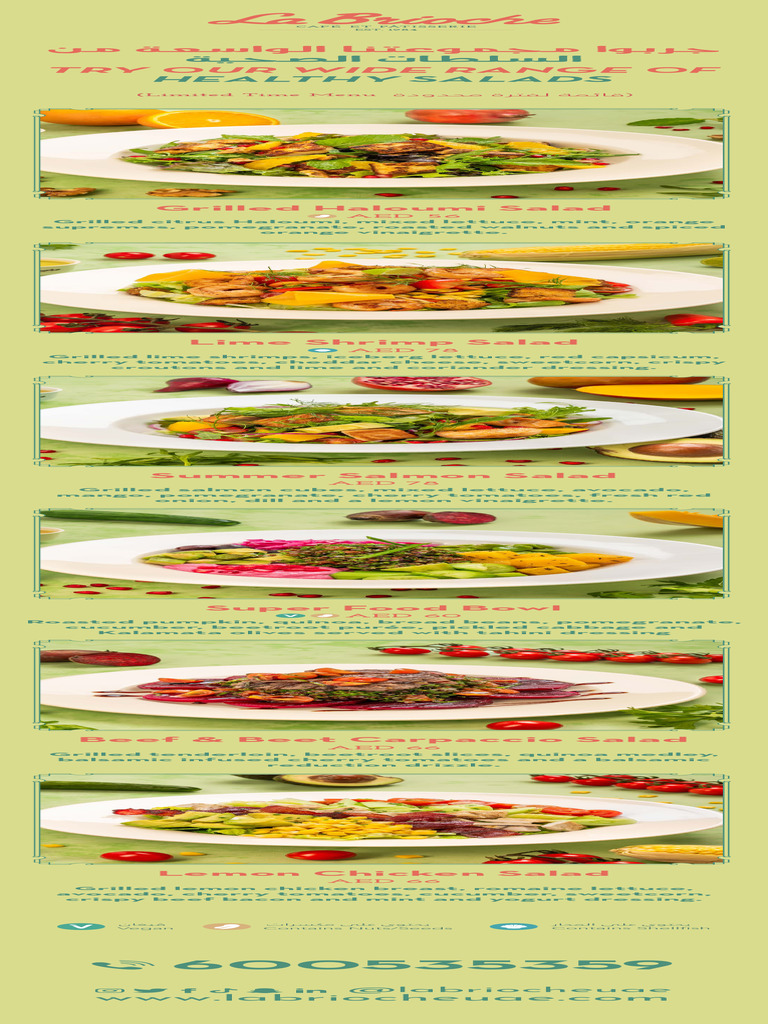 Healthy Salad Menu at La Brioche | PDF