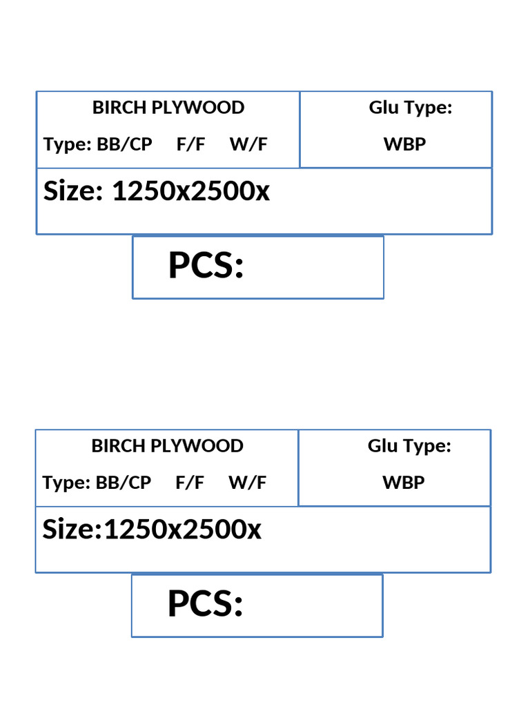 Birch Plywood Specifications WBP | PDF