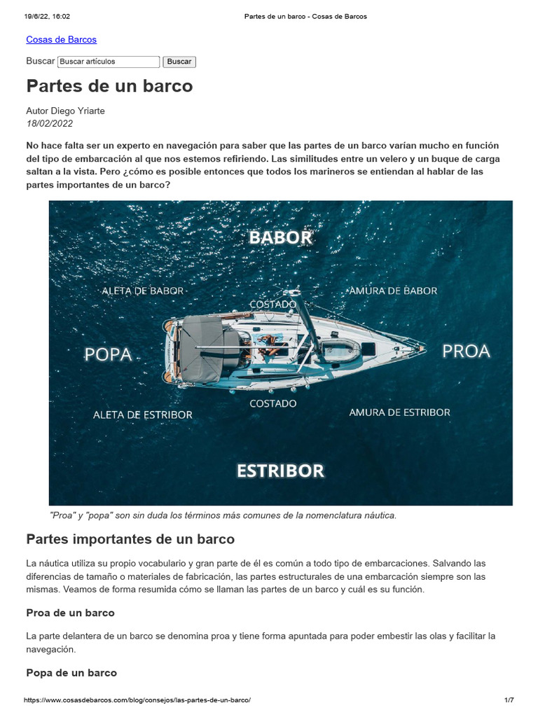 Partes de Un Barco - Cosas de Barcos | PDF | Buques | Transporte de agua