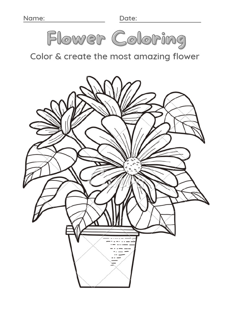 Printable Flower Coloring Pages | PDF | Language Arts & Discipline ...