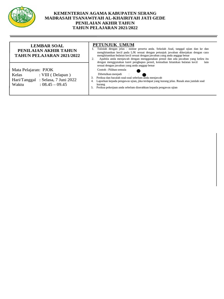 Soal Pat Pjok Kls 8 Fix | PDF