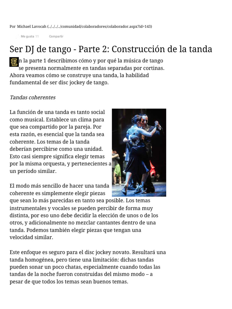 Ser DJ de Tango, Parte 2 - Construcción de La Tanda | PDF | Musica ...