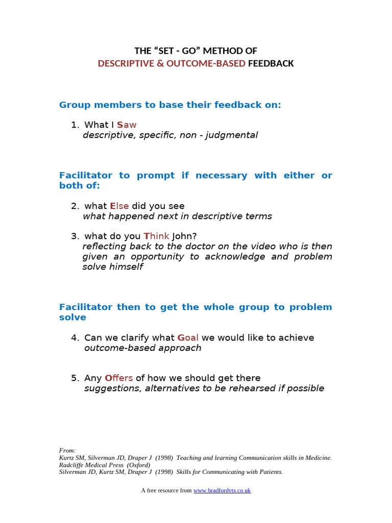 Set-Go Method of Feedback | PDF