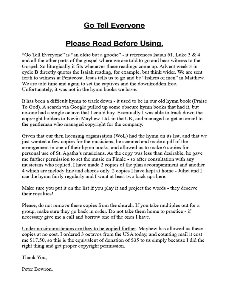 Go Tell Everyone Cover | PDF