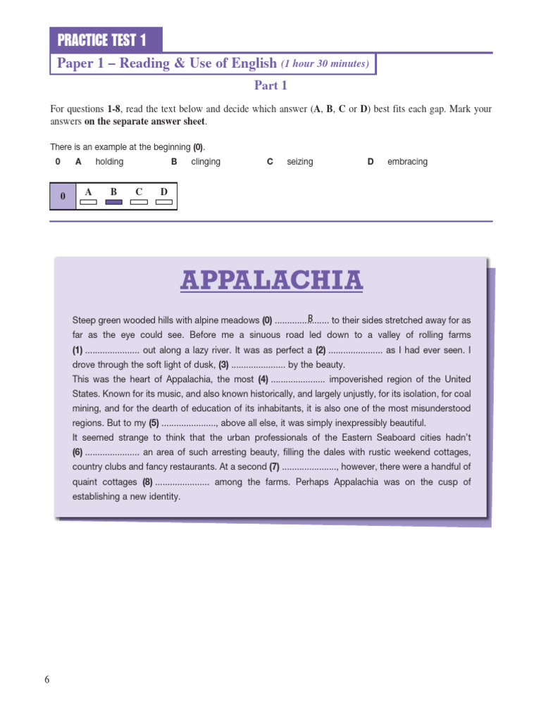 Appalachia: Practice Test 1 | PDF | Happiness