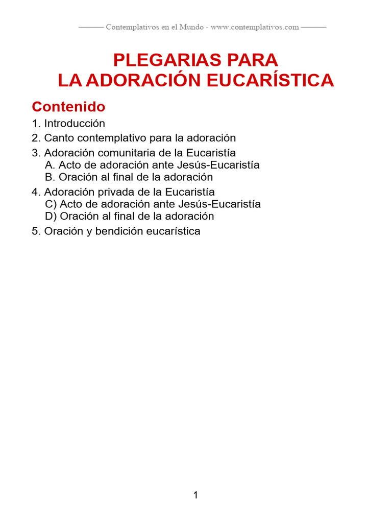Espiritualidad-Adoracion Eucaristica | PDF | eucaristía | Oración