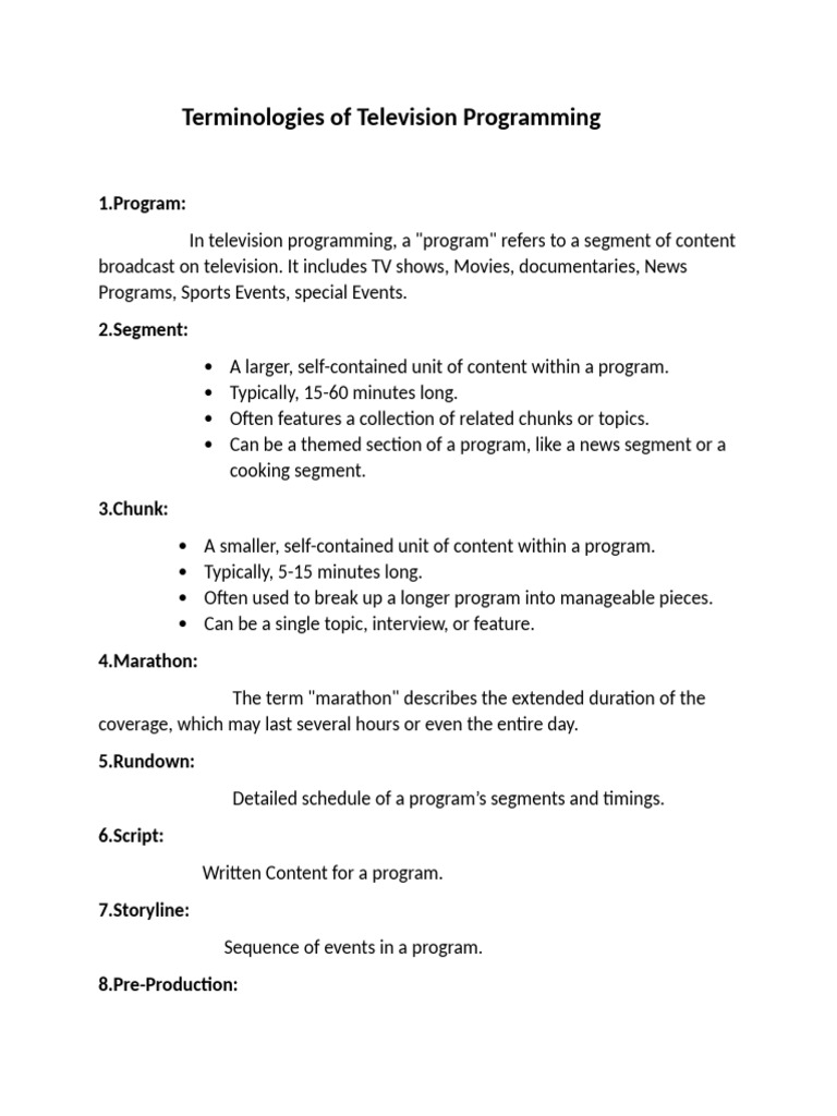 Terminologies of Television Programming Final Docs | PDF | Information ...