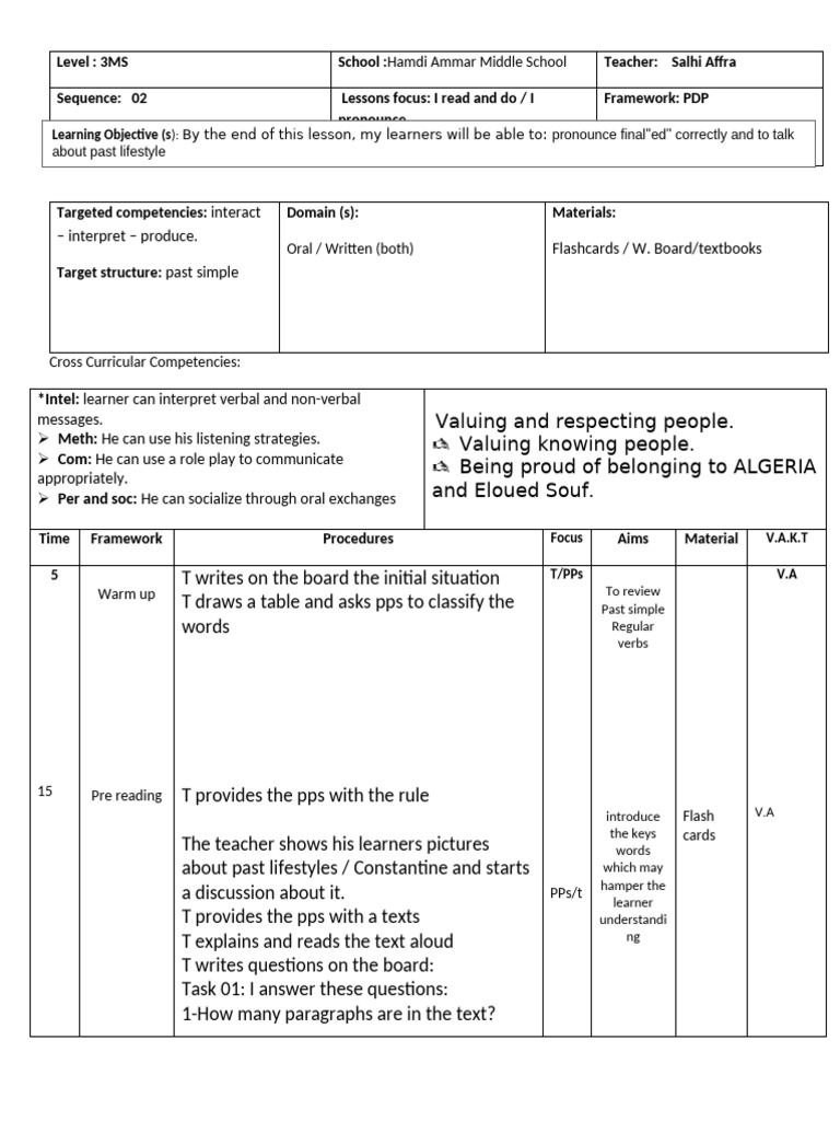 lesson plan seq 2 i listen and do 02 i pronounce نسخة | PDF | Linguistics | Communication