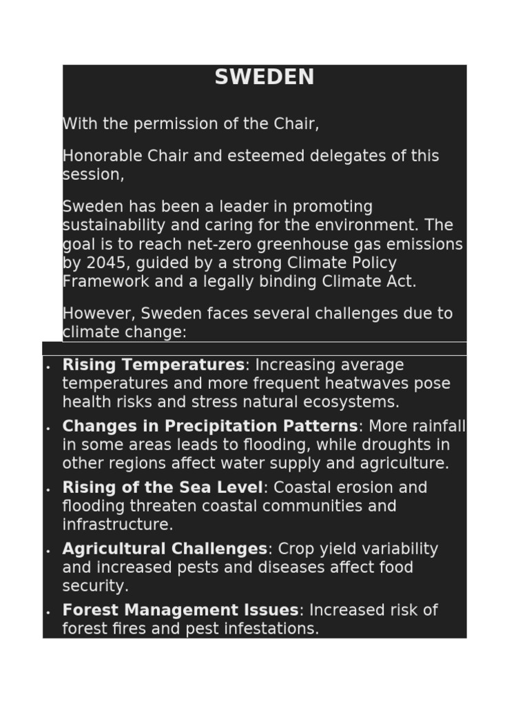 Sweden Speech | PDF | Climate Change | Environmental Issues