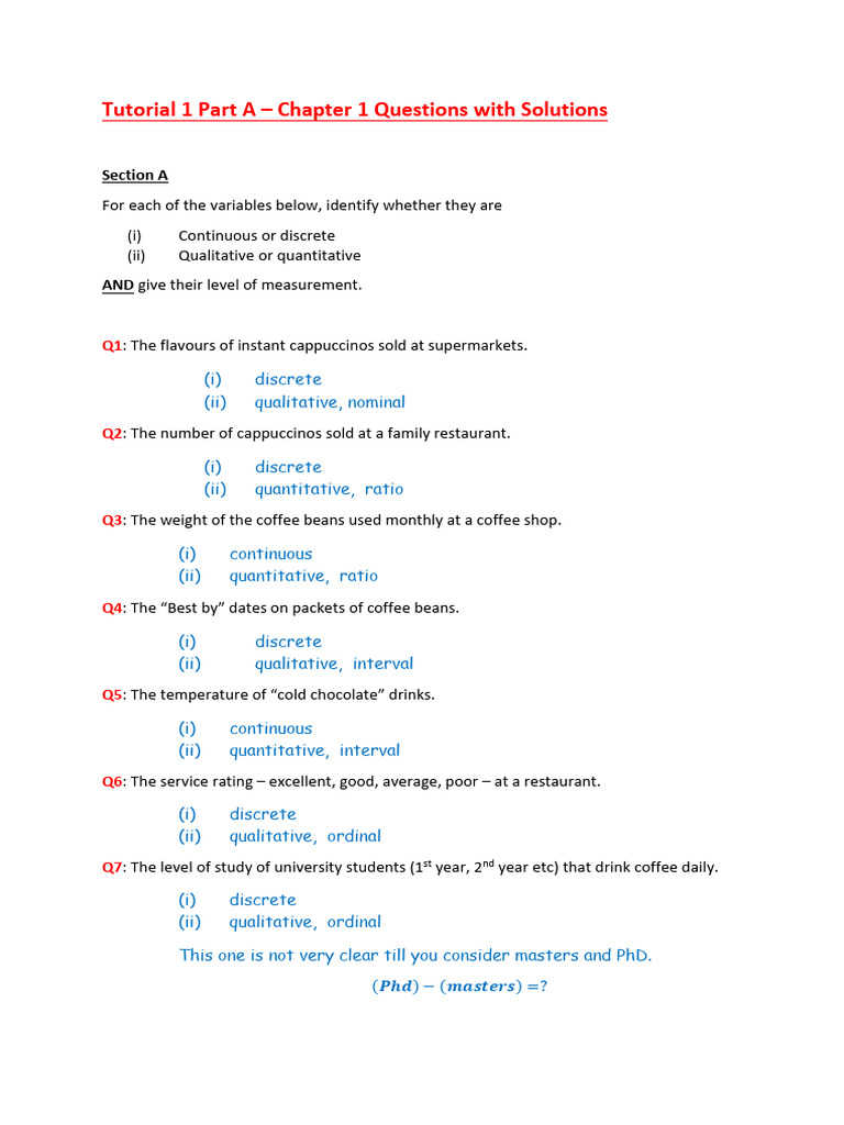 Tutorial 1 Part A - Q and A | PDF | Sampling (Statistics) | Tanzania