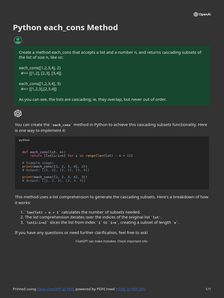Python Each - Cons Method | PDF