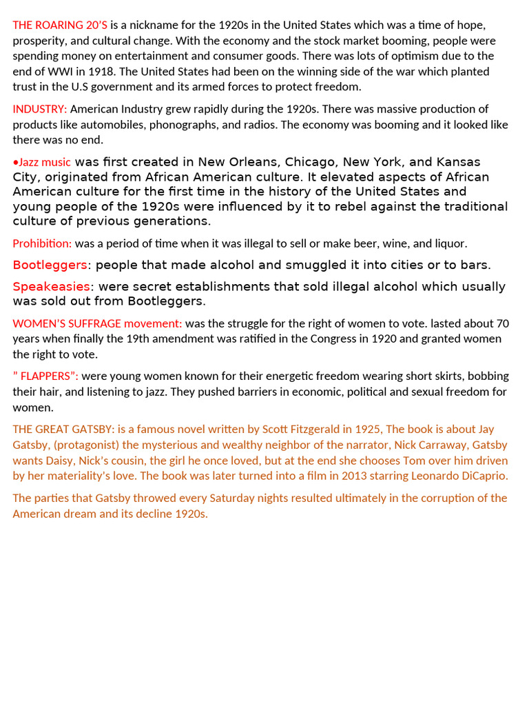 The Roaring 20s: Culture and Crisis | PDF | Roaring Twenties | The ...