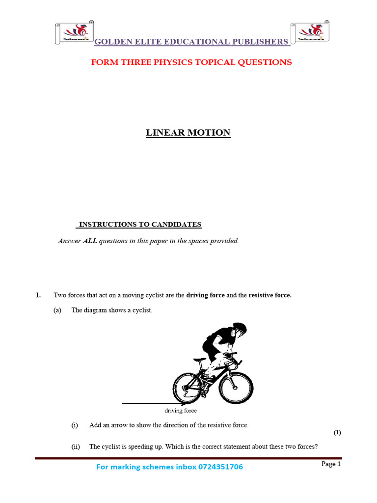 P.form 3 Phy Topical QZ | PDF | Force | Acceleration