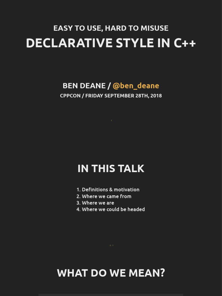 Declarative Style in CPP Ben Deane Cppcon 2018 | PDF | C++ | Functional Programming