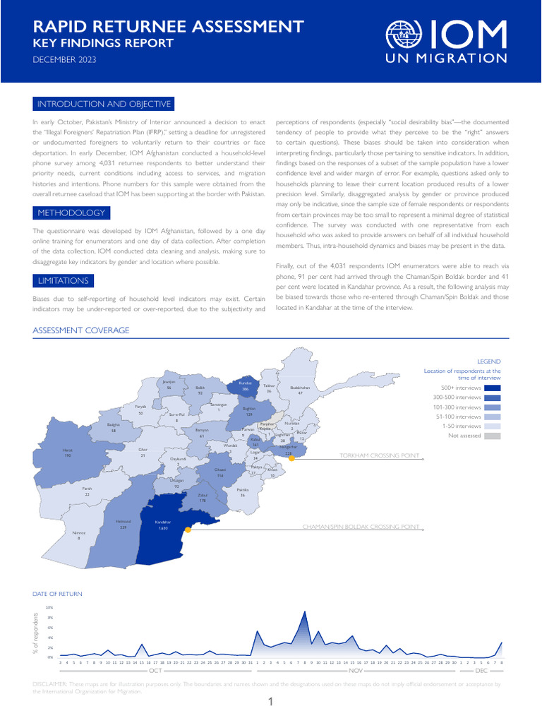 IOM Rapid Returnee Assessment Afghanistan - 20231213 - 1 | PDF | Survey ...