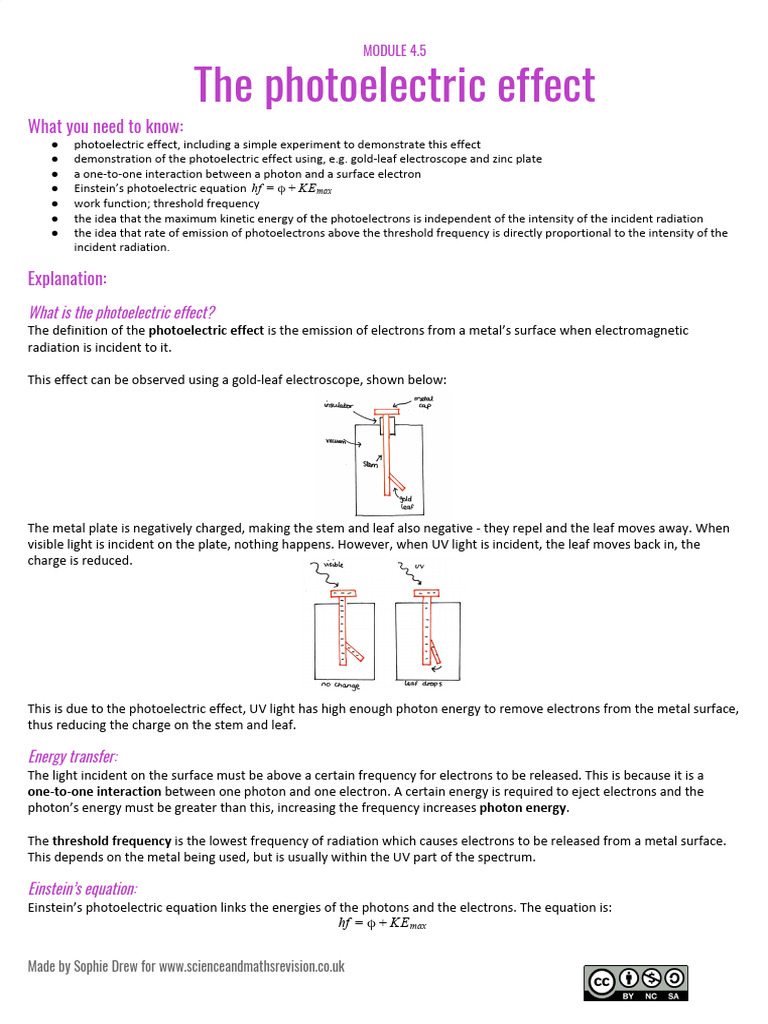 The Photoelectric Effect | PDF | Photoelectric Effect | Electromagnetic ...