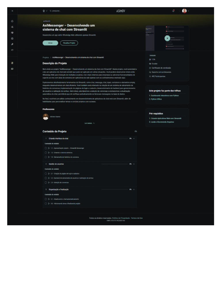 AsiMessenger - Desenvolvendo Um Sistema de Chat Com Streamlit | PDF