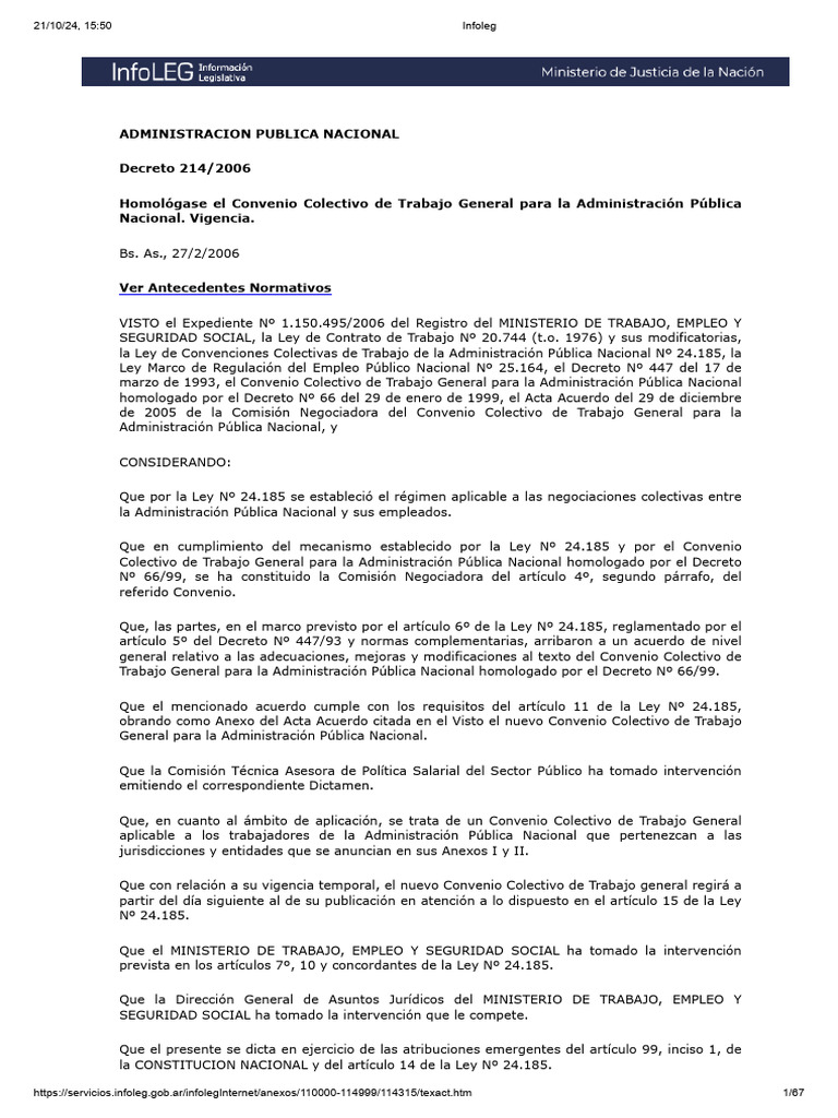 CCT - Empleados Publicos Apn | PDF | Derecho laboral | Acuerdo colectivo