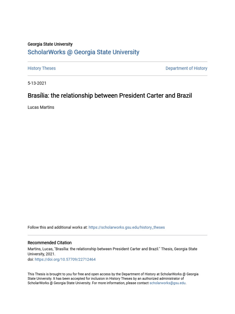 Brasília - The Relationship Between President Carter and Brazil | PDF ...