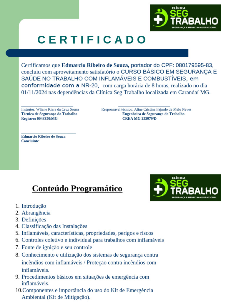 Certificado NR20 | PDF | Negócios