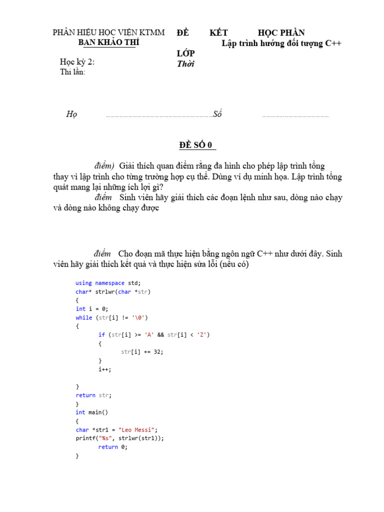 (123doc) de Thi KTHP Oop Hoc Vien Ky Thuat Mat Ma 2022 de 2 | PDF