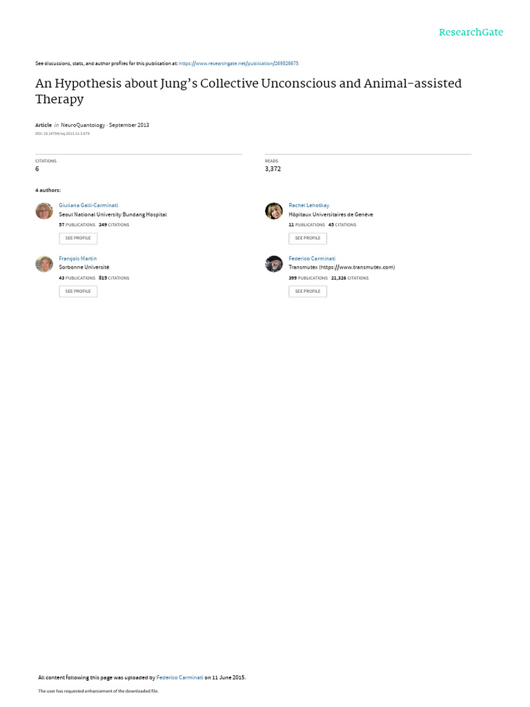 An Hypothesis About Jung's Collective Unconscious and Animal-Assisted ...