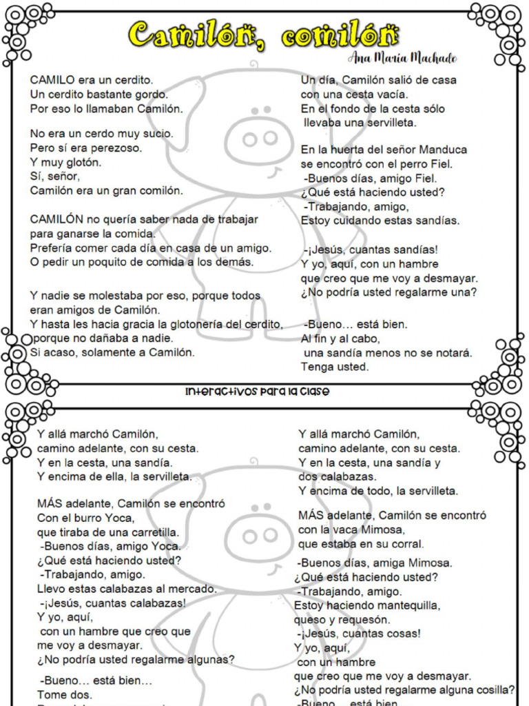 6 Pla - Gion Cuento Camilon, Comilon | PDF