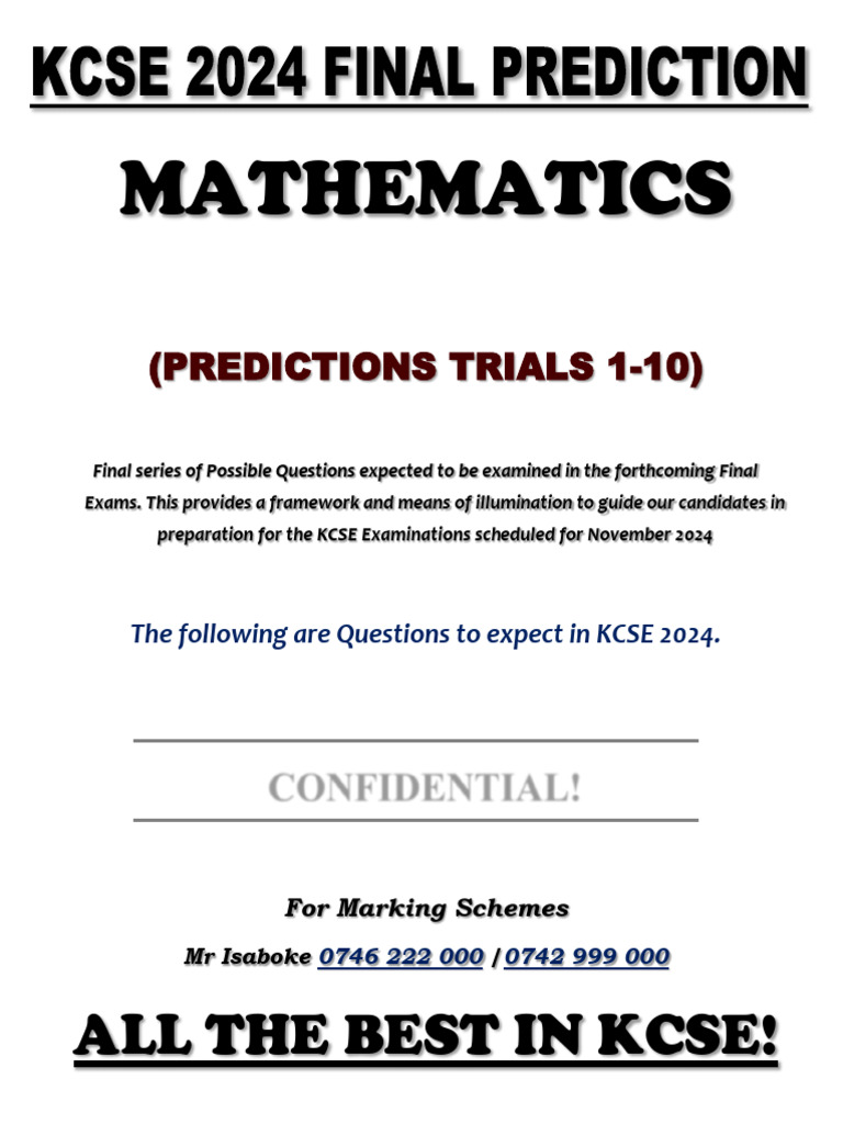 Kcse 2024 Maths Final Prediction | PDF | Student Assessment And ...