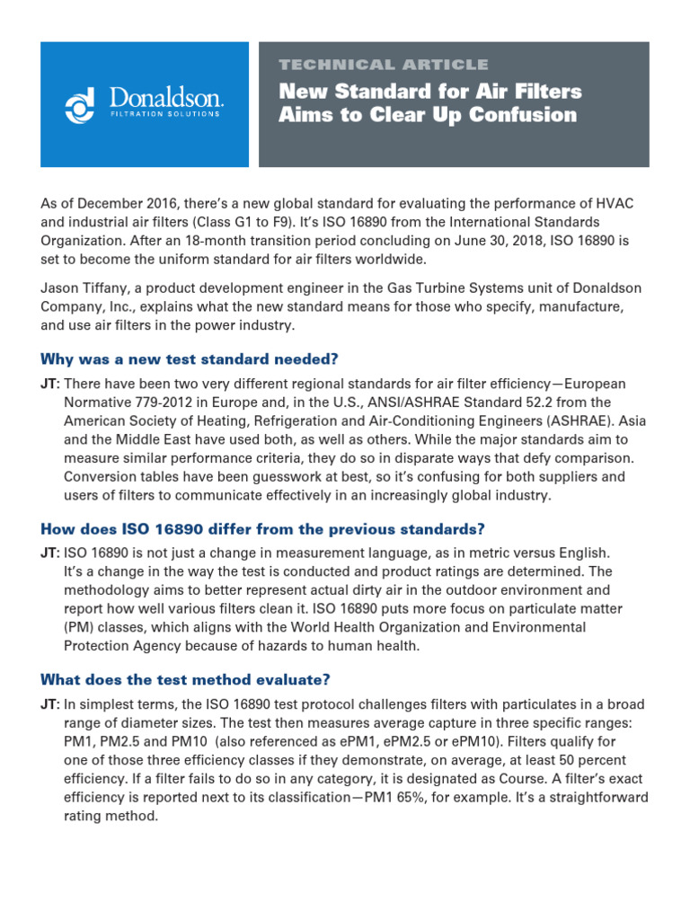 New Standard Air Filters ISO 16890 | PDF | Particulates
