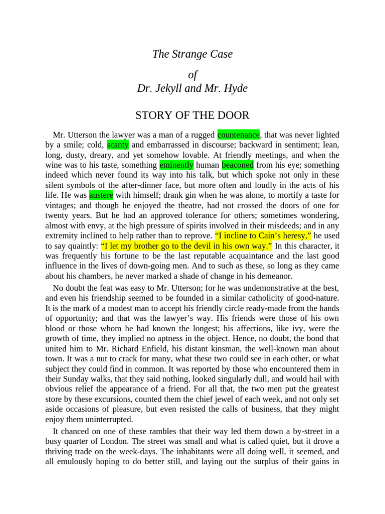 Strange Case of Dr. Jekyll and Mr. Hyde Novella | PDF | Dr. Jekyll And ...