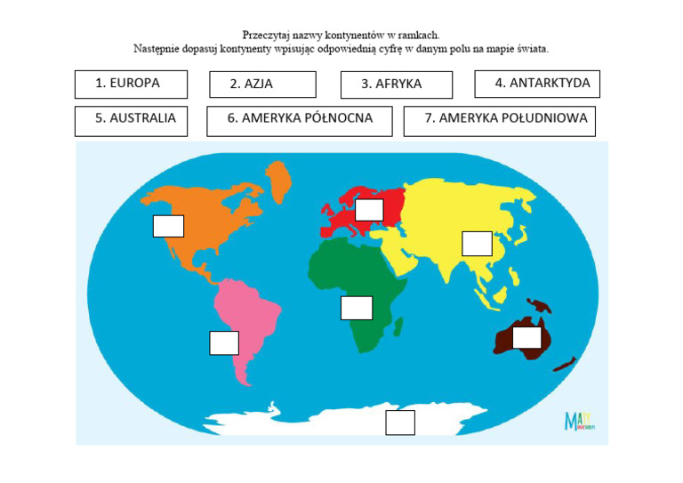 Karta Pracy 3 Kontynenty | PDF