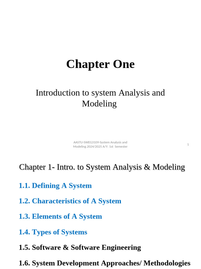 Chapter 1 Introduction To System Analysis and Modeling | PDF | System ...