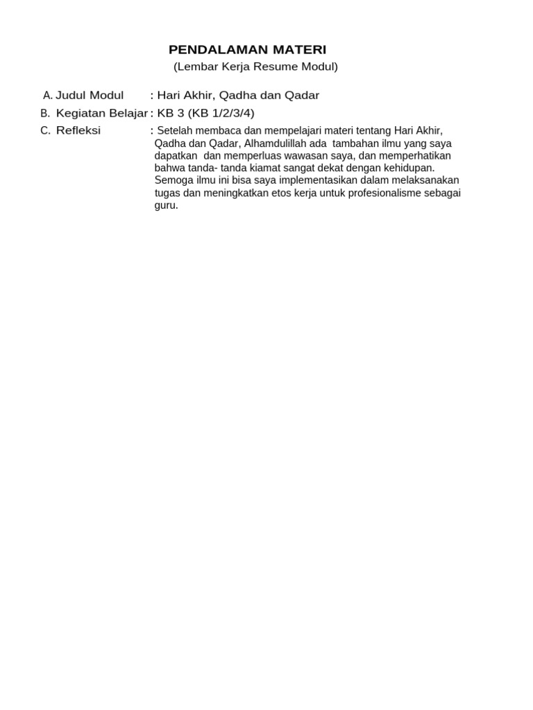 LK - Resume Modul Akidah Akhlak KB-3 Admiral | PDF