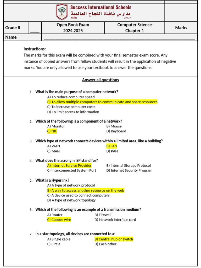 Exam Chapter 1 | PDF | Computer Network | Internet Protocol Suite