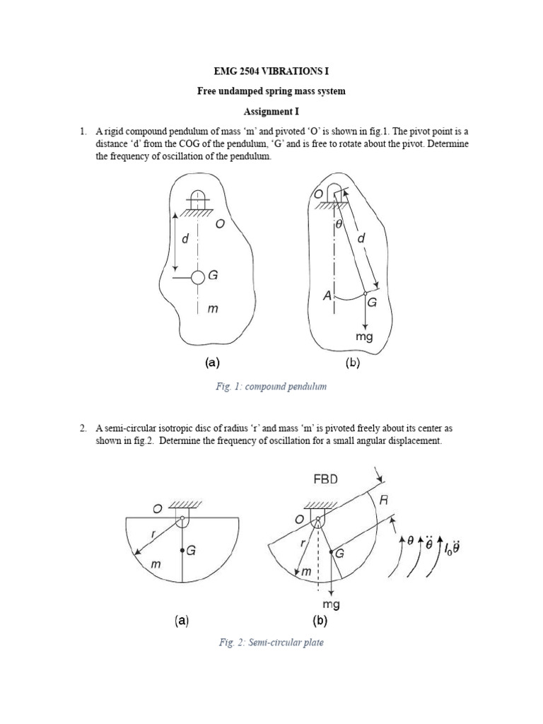 Assignment I - Free Undamped Spring Mass System | PDF