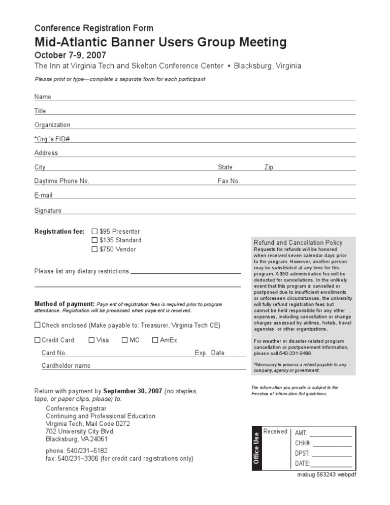 Mid-Atlantic Banner Users Group Registration | PDF