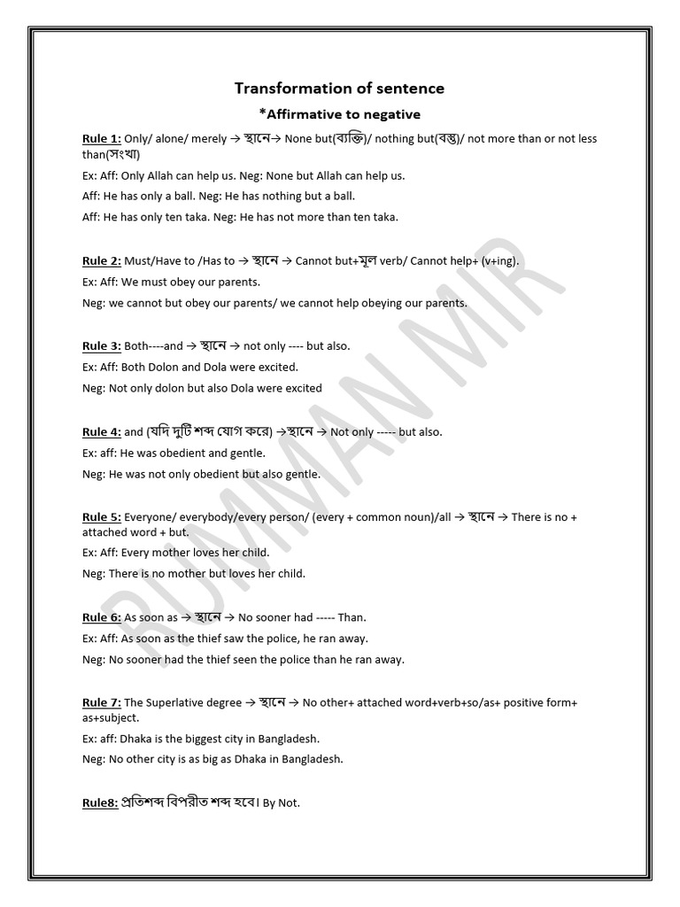 Transformation of Sentence | PDF | Language Families | Morphology