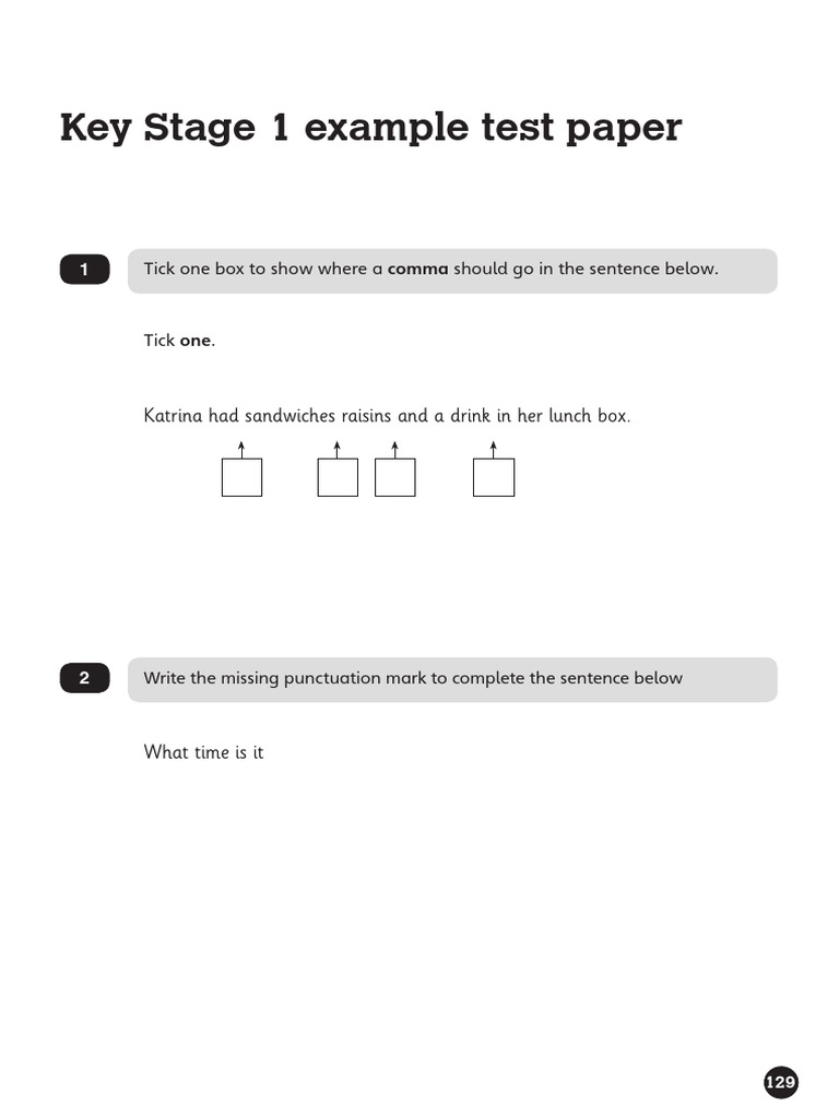 KS1 Practice Test - Copie | PDF | Punctuation | Sentence (Linguistics)