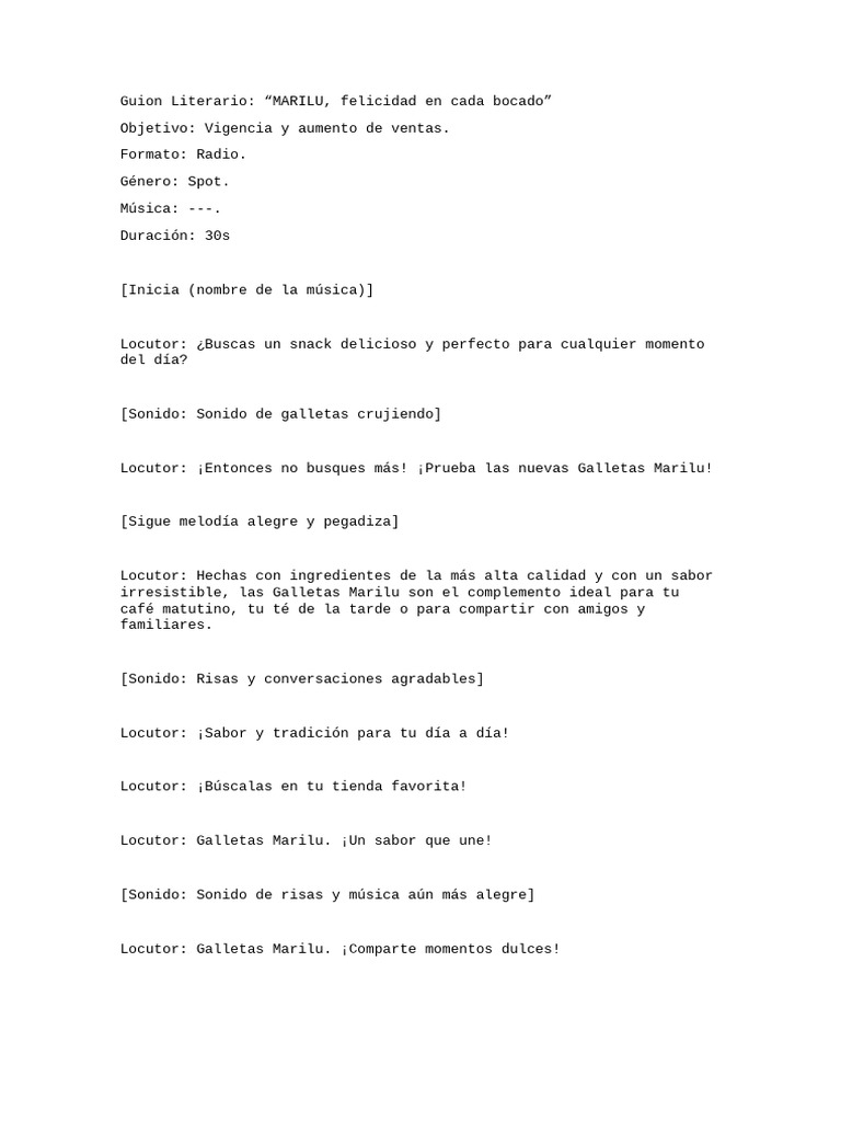 Guion Literario - Radio | PDF | Cocina, comidas y vino