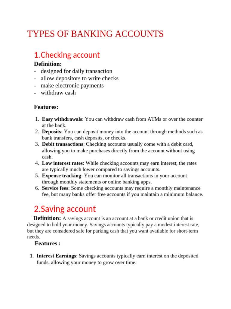 Types of Banking Accounts | PDF | Certificate Of Deposit | Transaction ...